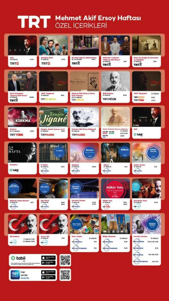 TRT’den Mehmet Âkif Ersoy’un vefatının 87. yıl dönümüne özel içerikler
