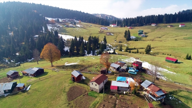 "YAYLA KENTİ" TRABZON'DA İKİ MEVSİM BİR ARADA - Son Dakika Haberleri
