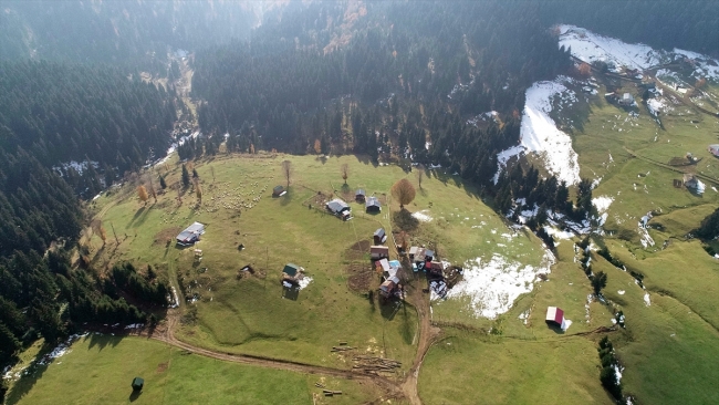 "YAYLA KENTİ" TRABZON'DA İKİ MEVSİM BİR ARADA - Son Dakika Haberleri